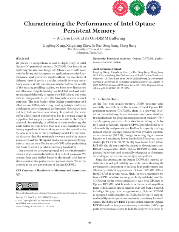 (PDF) Characterizing the performance of intel optane persistent memory