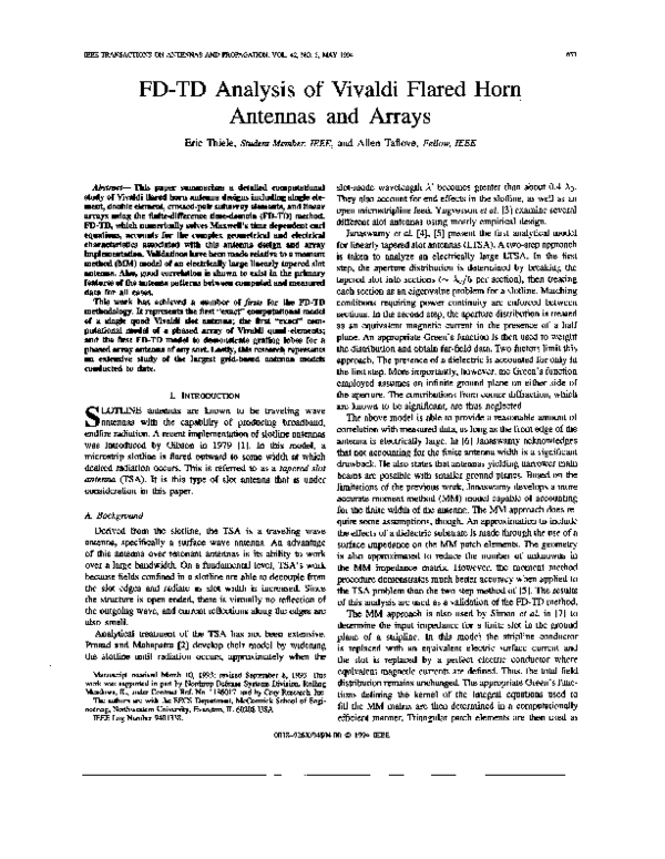 (PDF) FD-TD analysis of Vivaldi flared horn antennas and arrays