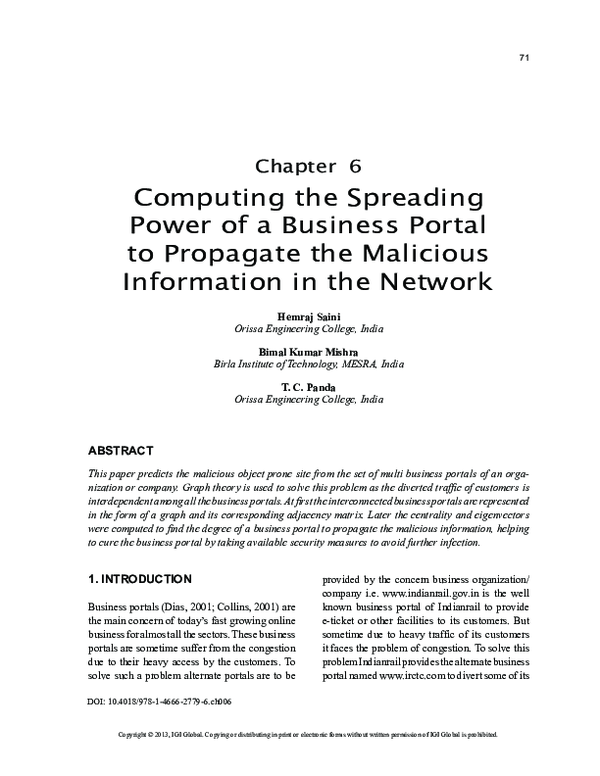 (PDF) Computing the Spreading Power of a Business Portal to Propagate the Malicious Information ...