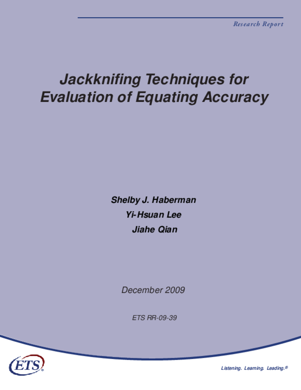 (PDF) Jackknifing Techniques for Evaluation of Equating Accuracy ...