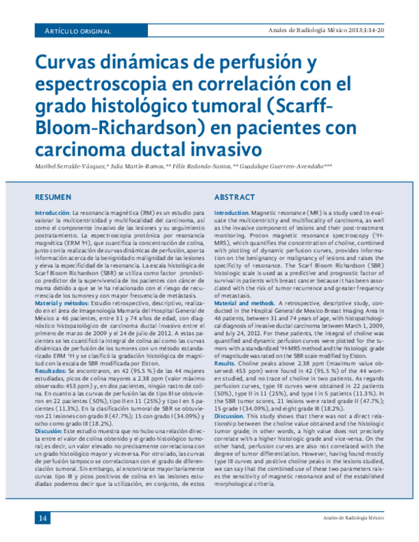(PDF) Curvas dinámicas de perfusión y espectroscopia en correlación con ...