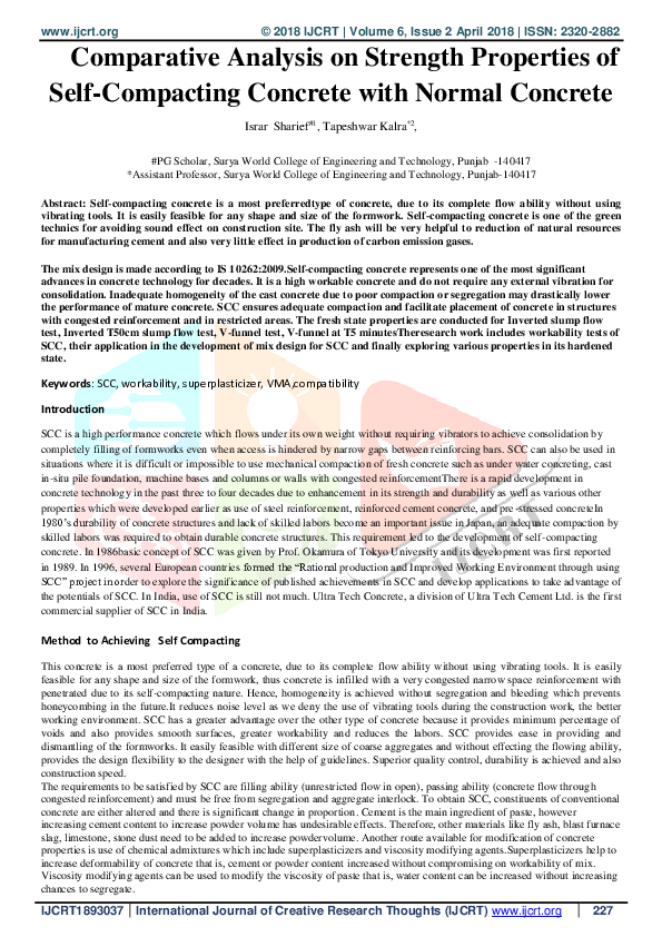(PDF) Comparative Analysis on Strength Properties of Self-Compacting Concrete with Normal ...