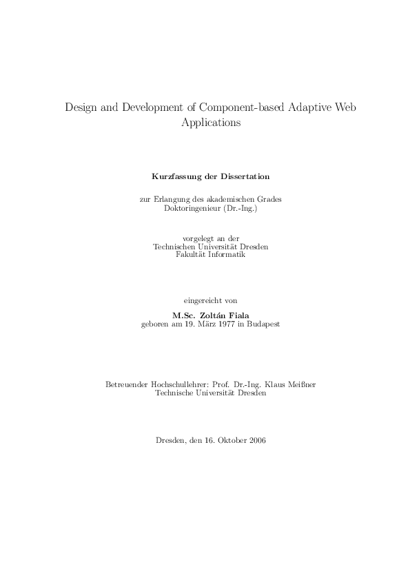 (PDF) Design and development of component-based adaptive web applications