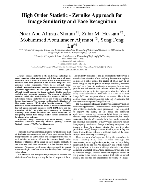 (PDF) High Order Statistic -Zernike Approach for Image Similarity and ...