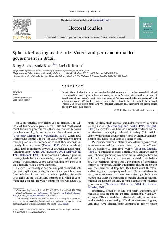 (PDF) Split-ticket voting as the rule: Voters and permanent divided ...