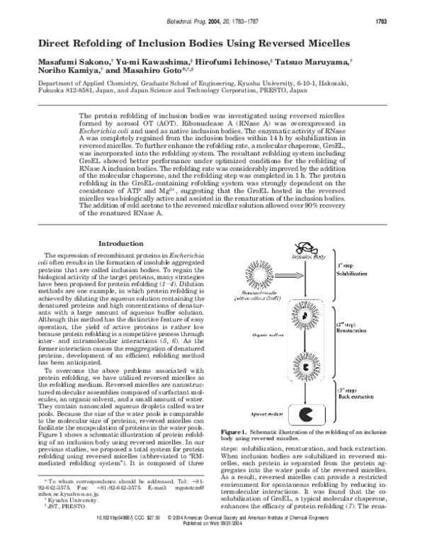 (PDF) Direct Refolding of Inclusion Bodies Using Reversed Micelles