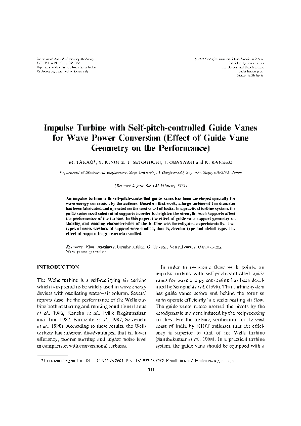 (PDF) Impulse Turbine with Self-pitch-controlled Guide Vanes for Wave ...