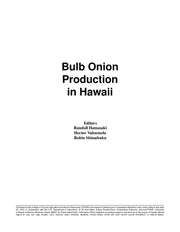 (PDF) Bulb Onion Production in Hawaii
