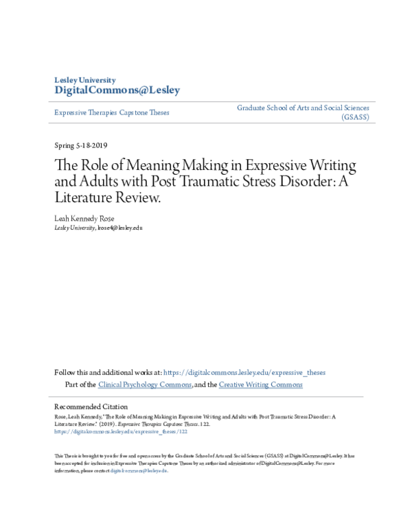 (PDF) The Role of Meaning Making in Expressive Writing and Adults with ...