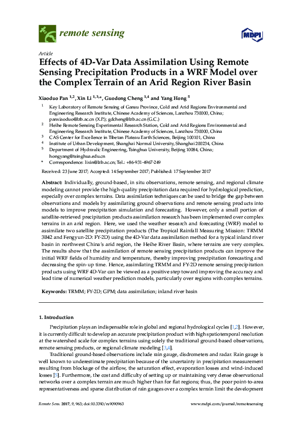(PDF) Effects of 4D-Var Data Assimilation Using Remote Sensing ...