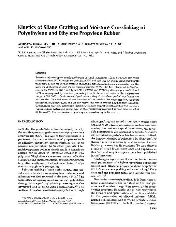 (PDF) Kinetics of silane grafting and moisture crosslinking of ...