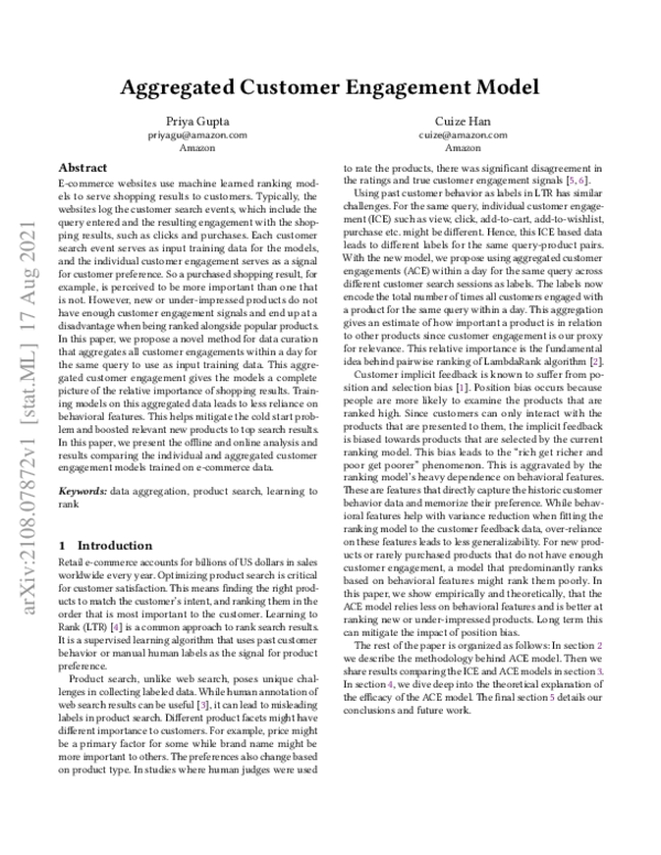 (PDF) Aggregated Customer Engagement Model