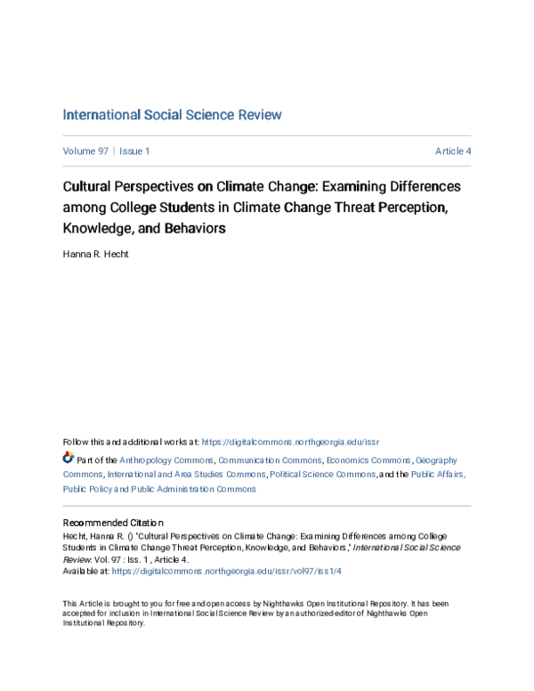 (PDF) Cultural Perspectives on Climate Change: Examining Differences ...