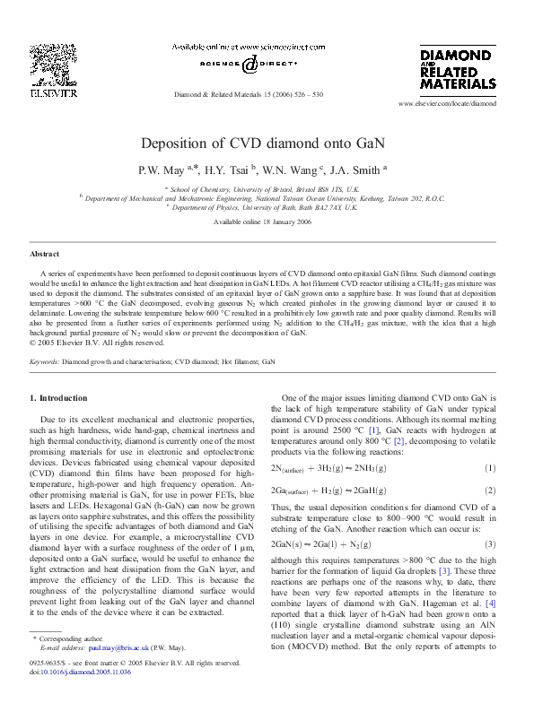 (PDF) Deposition of CVD diamond onto GaN