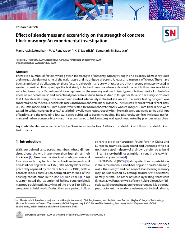 (PDF) Effect of slenderness and eccentricity on the strength of ...