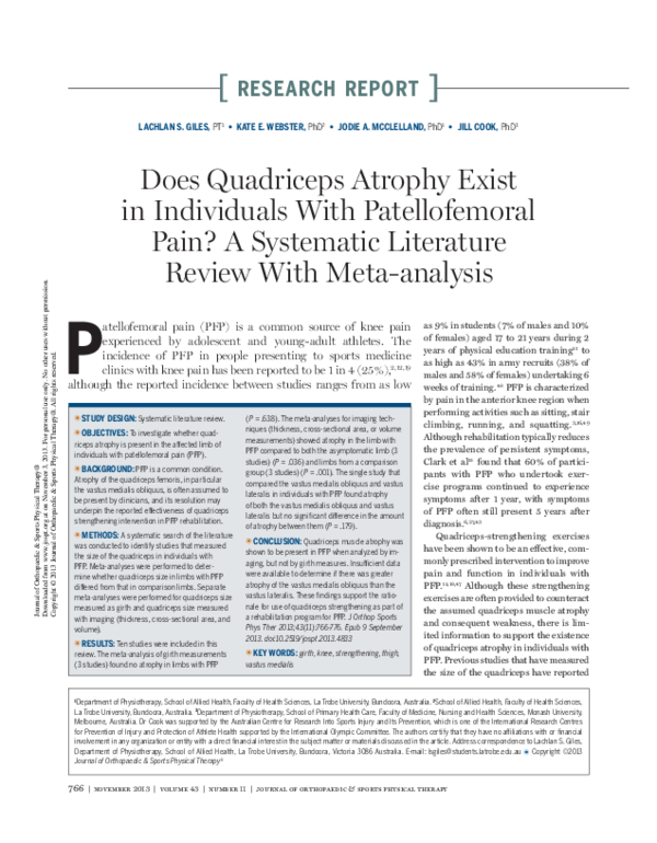 (PDF) Does Quadriceps Atrophy Exist in Individuals With Patellofemoral ...