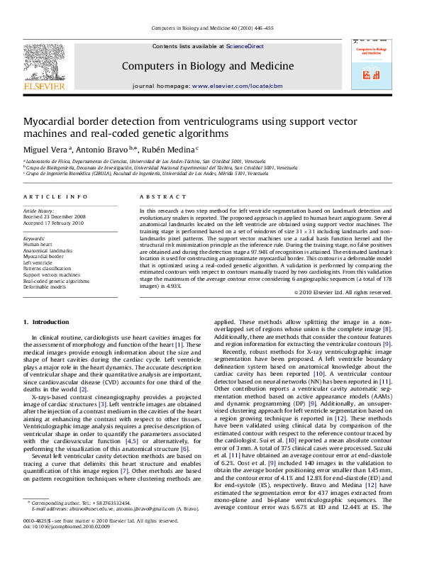 Pdf Myocardial Border Detection From Ventriculograms Using Support Vector Machines And Real