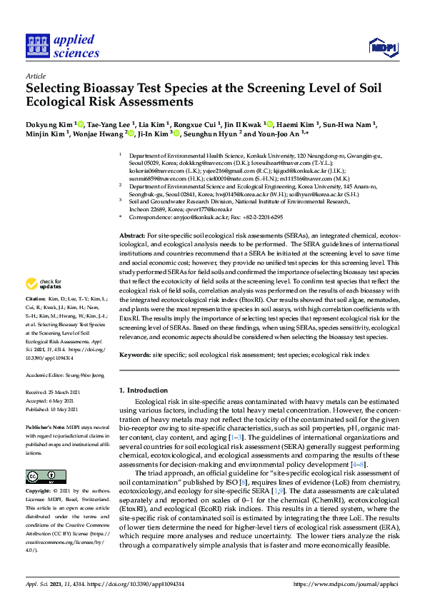 (PDF) Selecting Bioassay Test Species at the Screening Level of Soil ...
