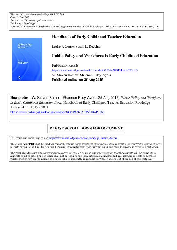 (PDF) Handbook of early childhood teacher education
