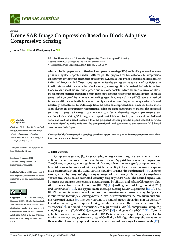 (PDF) Drone SAR Image Compression Based on Block Adaptive Compressive Sensing