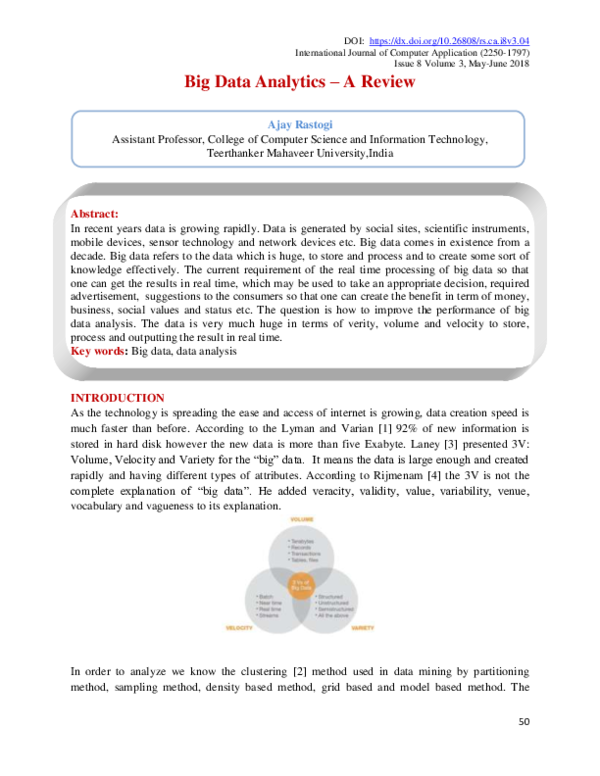 (PDF) Big Data Analytics – A Review