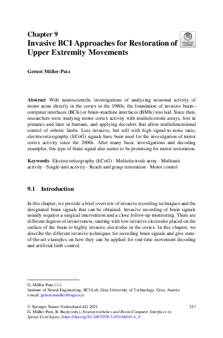 (PDF) Invasive BCI Approaches for Restoration of Upper Extremity Movements