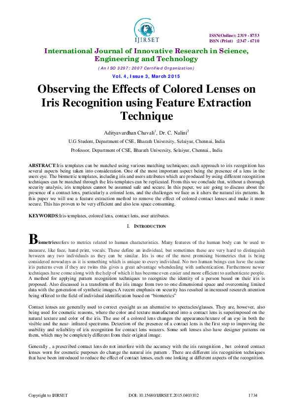 (PDF) Feature extraction for IRIS recognition