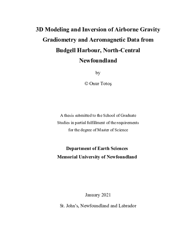 (PDF) 3D modelling and inversion of airborne gravity gradiometry and aeromagnetic data from ...