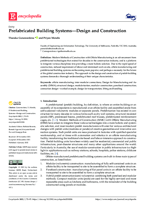 Prefabricated Building Systems—design And Construction