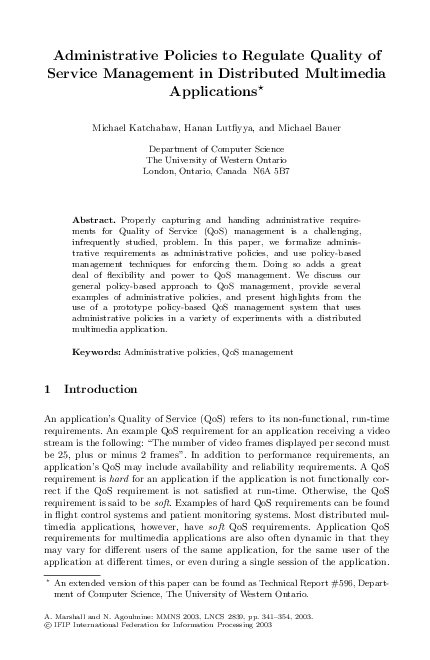 (PDF) Administrative Policies to Regulate Quality of Service Management in Distributed ...