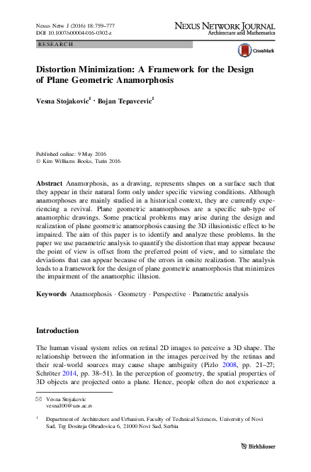 (PDF) Distortion Minimization: A Framework for the Design of Plane ...