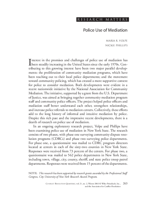 (PDF) Police use of mediation