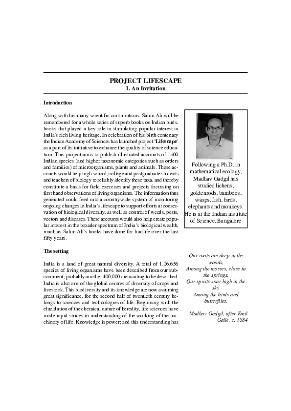 (PDF) Project lifescape — 1. An invitation