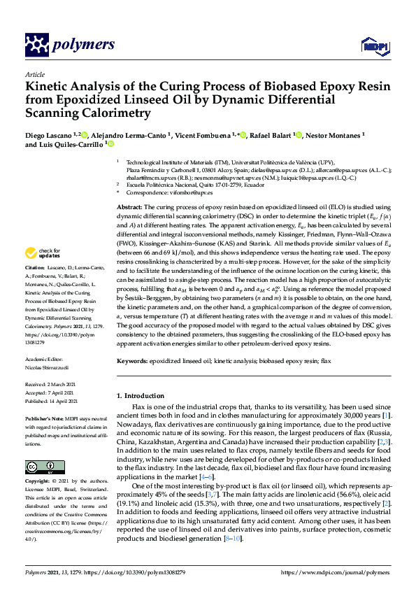 (PDF) Kinetic Analysis of the Curing Process of Biobased Epoxy Resin ...