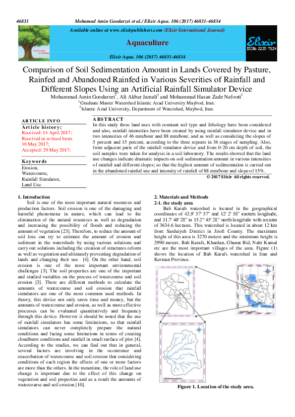 (PDF) Comparison of Soil Sedimentation Amount in Lands Covered by ...
