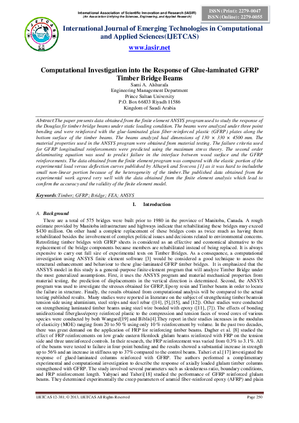 (PDF) Computational Investigation into the Response of Glue-laminated ...