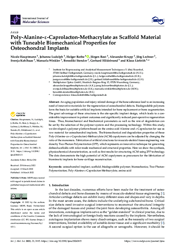 (PDF) Poly-Alanine-ε-Caprolacton-Methacrylate as Scaffold Material with ...