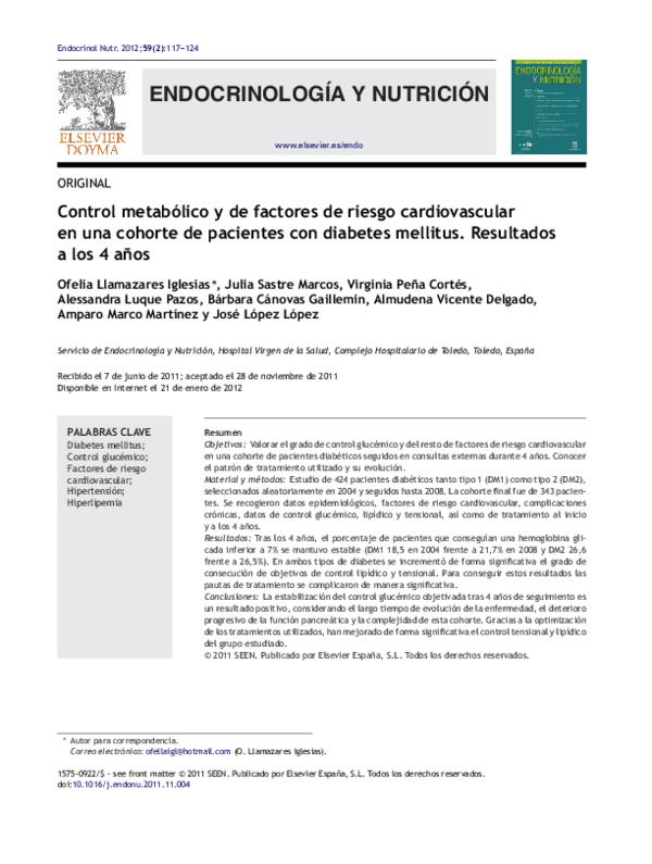 (PDF) Control metabólico y de factores de riesgo cardiovascular en una ...