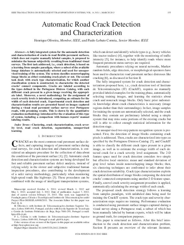 (PDF) Automatic Road Crack Detection and Characterization