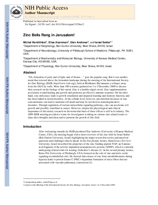 (PDF) Zinc Bells Rang in Jerusalem!