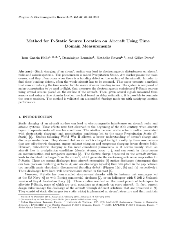 (PDF) Method for P-Static Source Location on Aircraft Using Time Domain ...