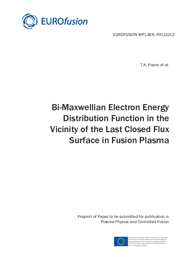 (PDF) Bi-Maxwellian electron energy distribution function in the vicinity of the last closed ...