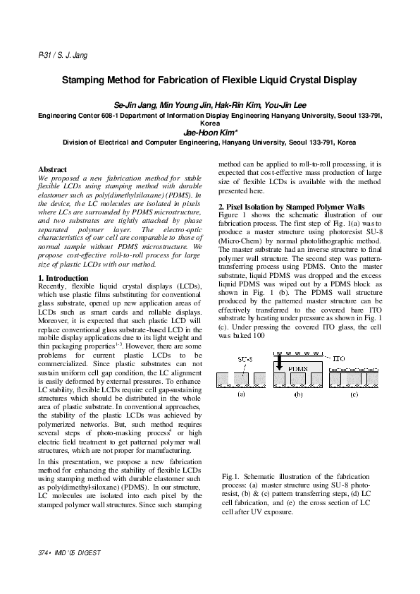 (PDF) Stamping Method for Fabrication of Flexible Liquid Crystal Display