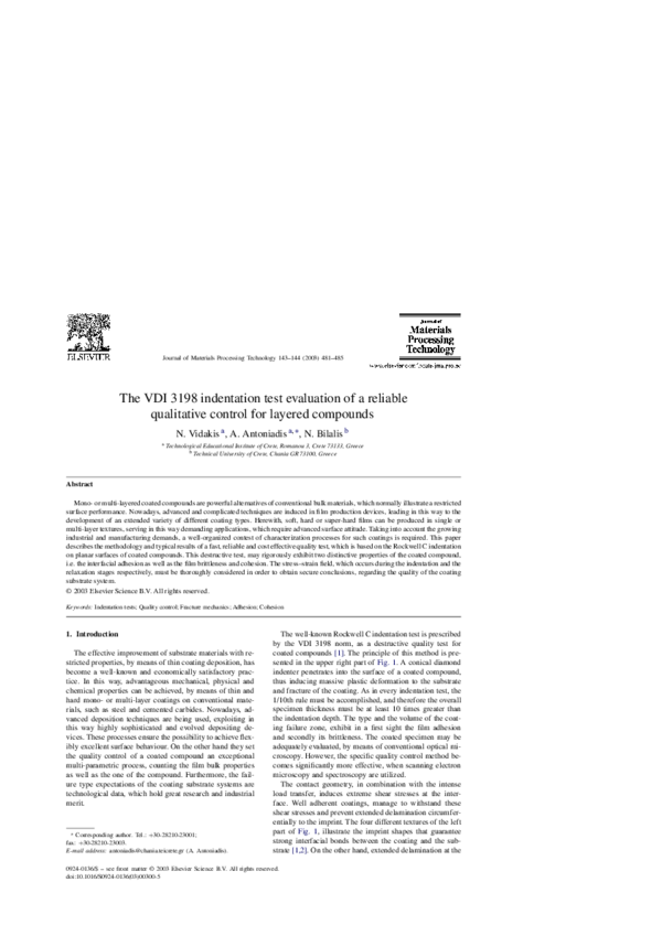 (PDF) The VDI 3198 indentation test evaluation of a reliable ...