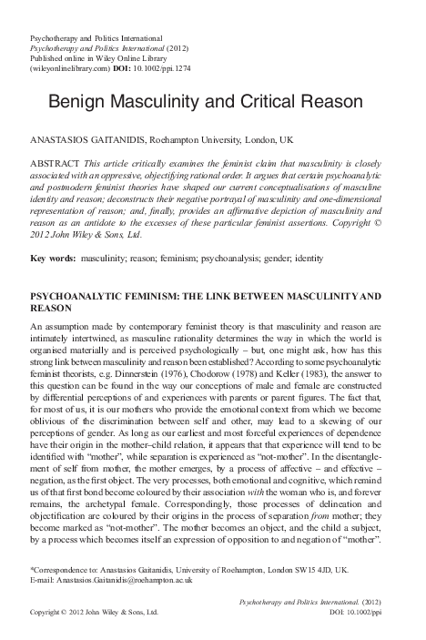 (PDF) Benign Masculinity and Critical Reason
