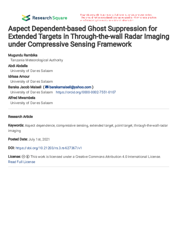 (PDF) Aspect Dependent-based Ghost Suppression for Extended Targets in Through-the-wall Radar ...