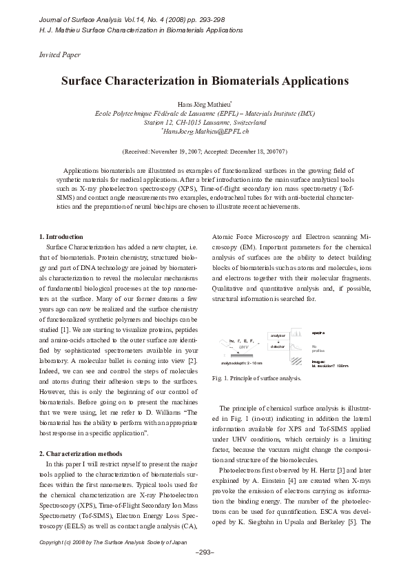 (PDF) Surface Characterization in Biomaterials Applications | Hans Jörg ...