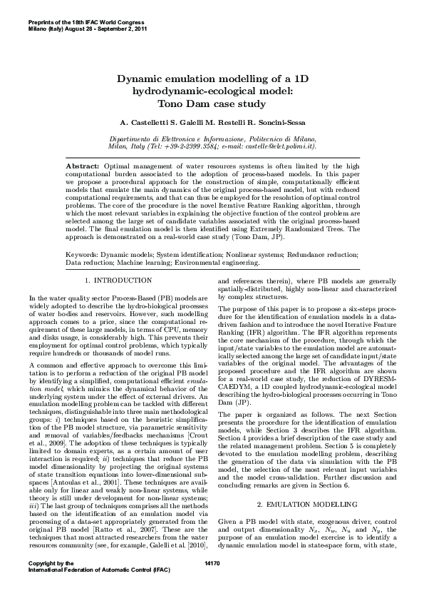 (PDF) Dynamic Emulation Modelling of a 1D Hydrodynamic-Ecological Model ...