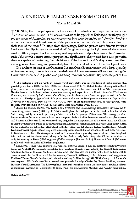 (PDF) A Knidian Phallic Vase from Corinth | Matthew Dickie - Academia.edu