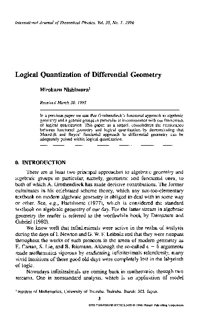 (PDF) Logical quantization of differential geometry